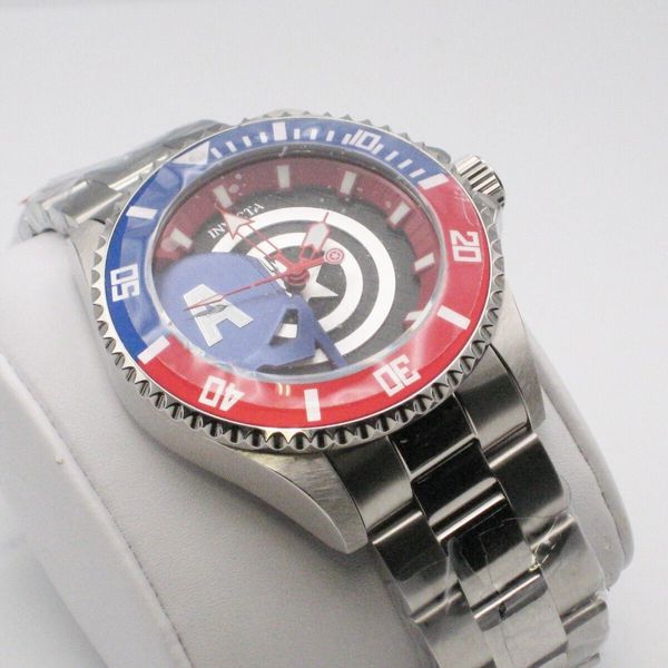Invicta Marvel Captain America Quartz Pepsi Bezel Men's Stainless Watch ...