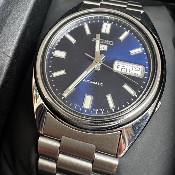 SEIKO 5 AUTOMATIC BLUE DIAL STAINLESS STEEL BRACELET MENS WATCH ...