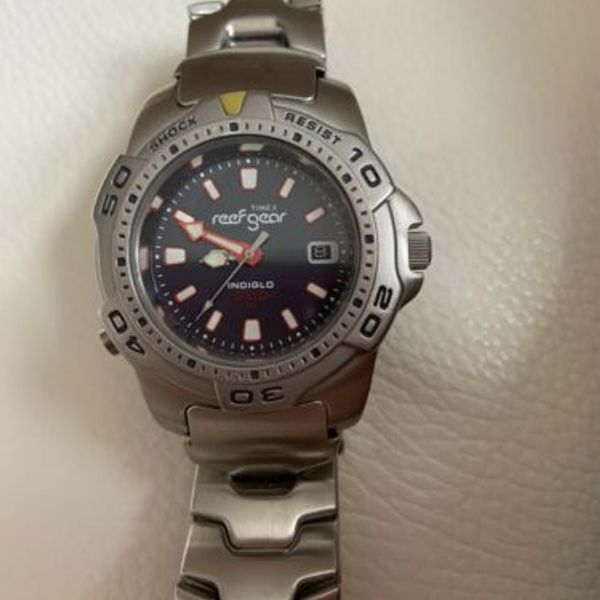 MEN’S TIMEX VINTAGE, REEF GEAR, DIVER STYLE INDIGLO NAVY BLUE FACE ...