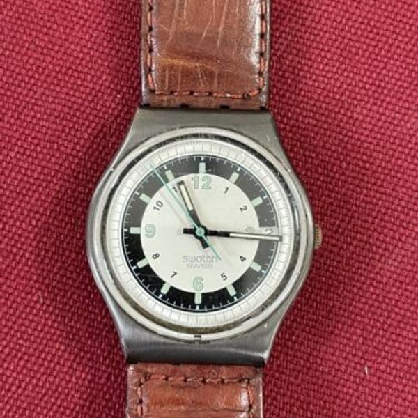 Vintage Swatch Leather Strap Watch Works | WatchCharts Marketplace