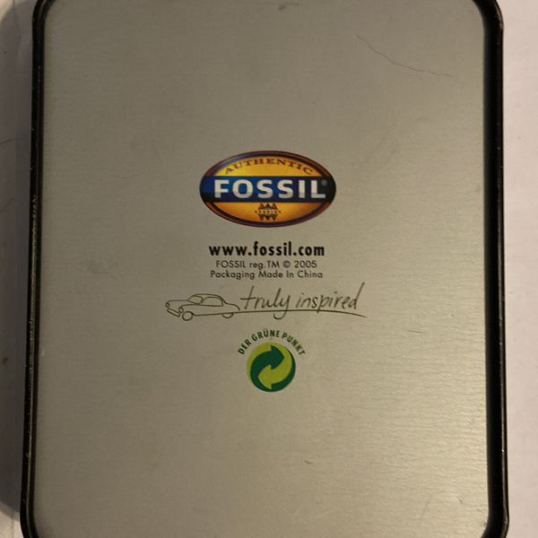 Classic Fossil Tin Watch Box (Tin Only) Black w Logo 2005 Authentic ...