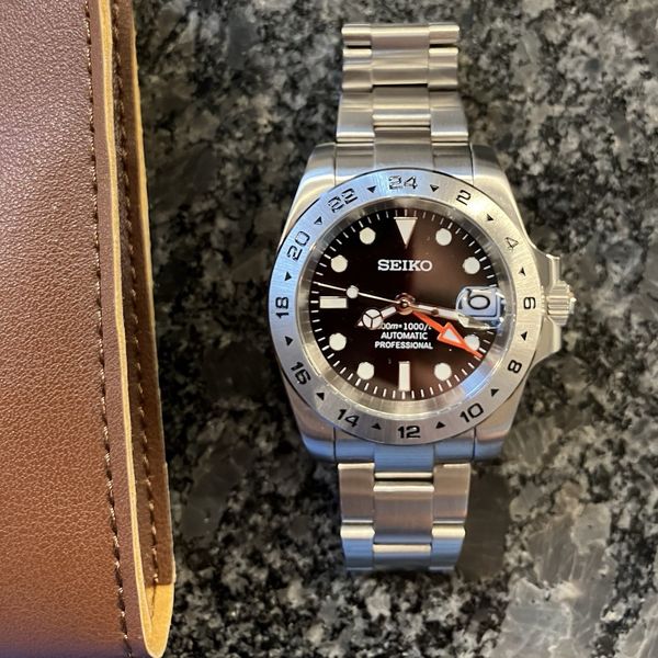 Seiko GMT MOD Explorer II Watch Orange Arrow | WatchCharts Marketplace