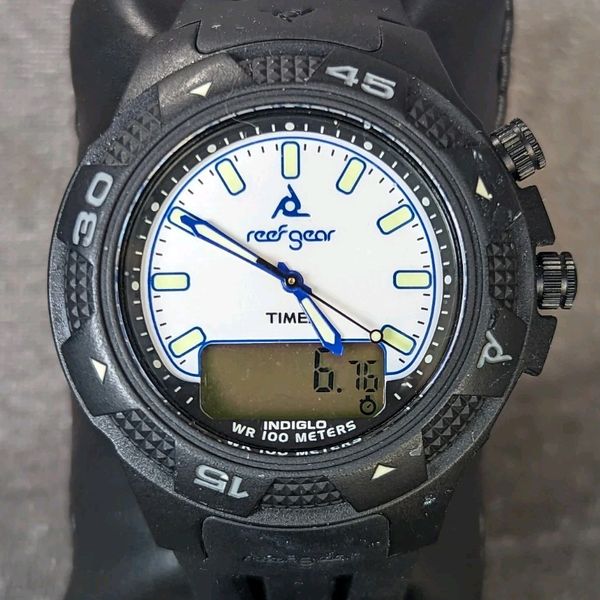 Timex Reef Gear 42mm Digital/Analog Quartz Watch Black Case White Dial ...