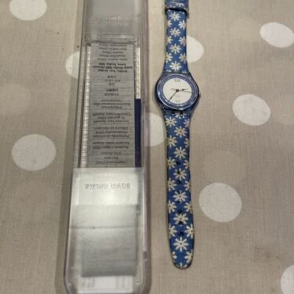 Swatch Watch Ladies Blue Floral | WatchCharts Marketplace