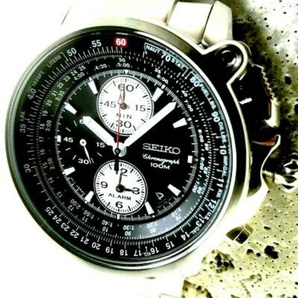 NOS Seiko FLIGHTMASTER SNAB67 MILITARY Pilot Bell Speedmaster Panda ...