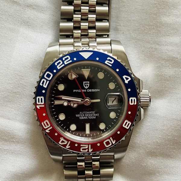 PAGANI DESIGN PD-1662 GMT Automatic Watch Red Blue. preowned ...
