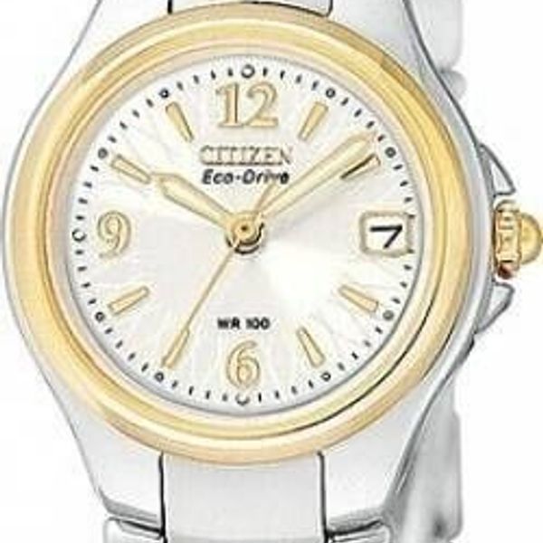 NEW* Citizen Eco-Drive EW1174-51A Silhouette Two Tone White Dial Women ...