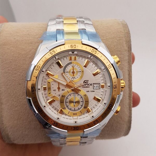 Casio Edifice EFR-539SG-7AV Chronograph White Dial Silver & Gold Tone ...