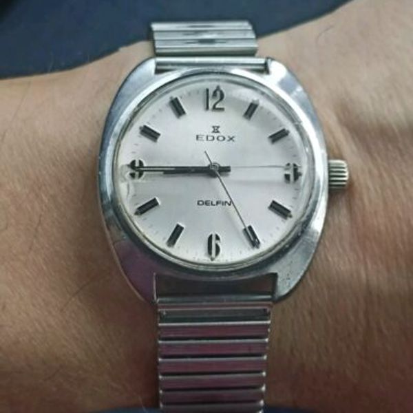 EDOX DELFIN watch Vintage Swiss made! 39.5mm with crown. Mechanical ...