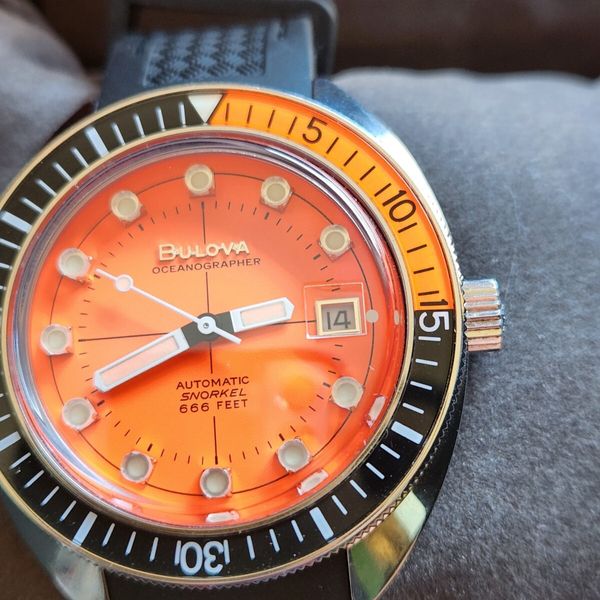 Bulova 96B350 Devil Diver Orange Dial Steel 41 mm Rubber Automatic Men ...