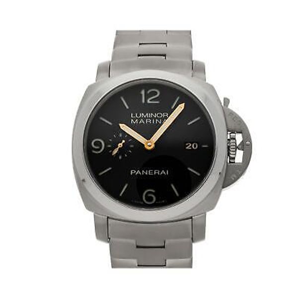 Panerai Luminor Marina 1950 Auto Titanium Brown Dial Bracelet Watch PAM ...