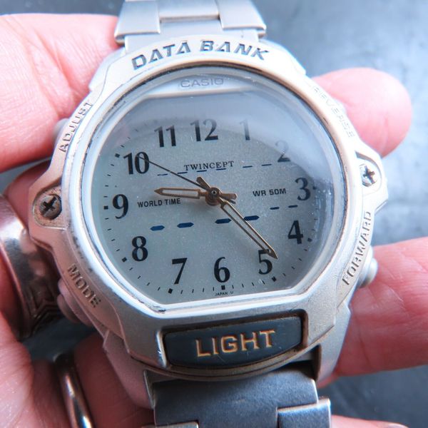 ABX-24 Casio Twincept Data Bank Dual Time Quartz Men Watch ...