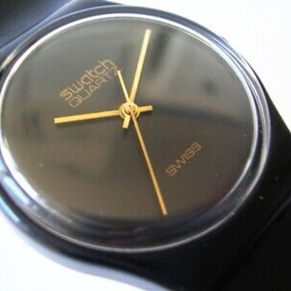 SWATCH GENT "BLACK MAGIC GB 101" Von 1983 - erste SERIE !!! LOGO QUARZ ...