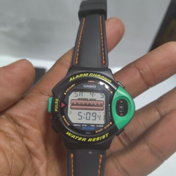 VINTAGE CASIO JP-200W ALARM CHRONO EXERCISE PULSE MONITOR WATCH Nice ...