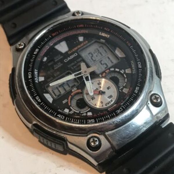 Casio AQ-190W-1AV Mens Multi Task Watch 5 ALARMS New Battery Runs! Free ...