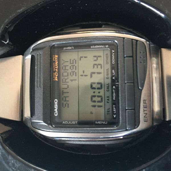 RARE Casio HBX-100B-1T BIZX PC Unite Vintage LCD Digital Watch DataLinK ...