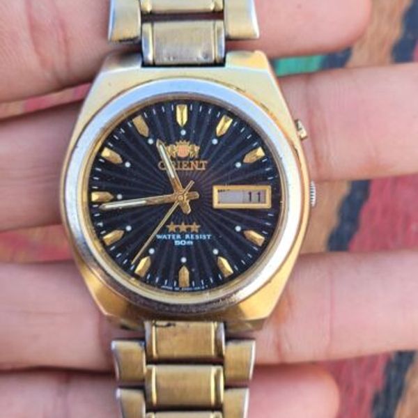 Vintage Orient Tri Star Automatic Water Resist 50 M Black Dial For Mens ...