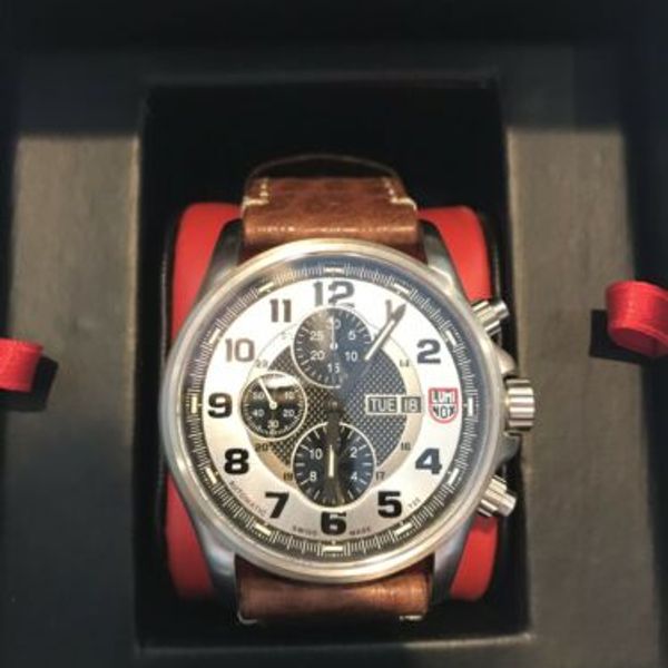 Luminox 1869 Valjoux Field Chrono 1860 Series Silver Blk Dial Watch NWT ...