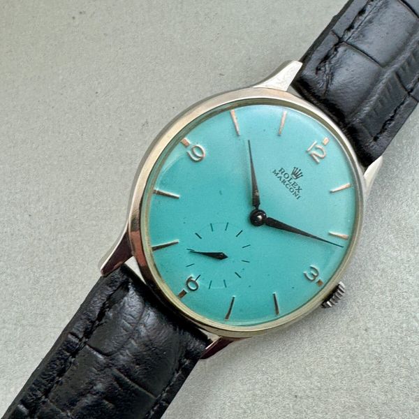 VINT Rolex Marconi turquoise dial swiss wind up ca 56 NO RESERVE PRICE ...