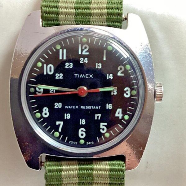 Rare Japan 1973 Menâ s Timex Sprite Military Mechanical Watch 23172 ...