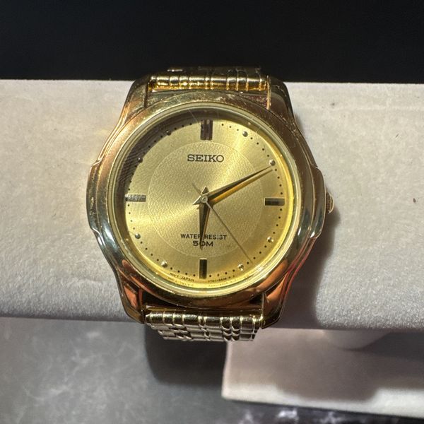 Seiko Gold Tone Quartz Watch Menâ s New Batter EWC | WatchCharts ...
