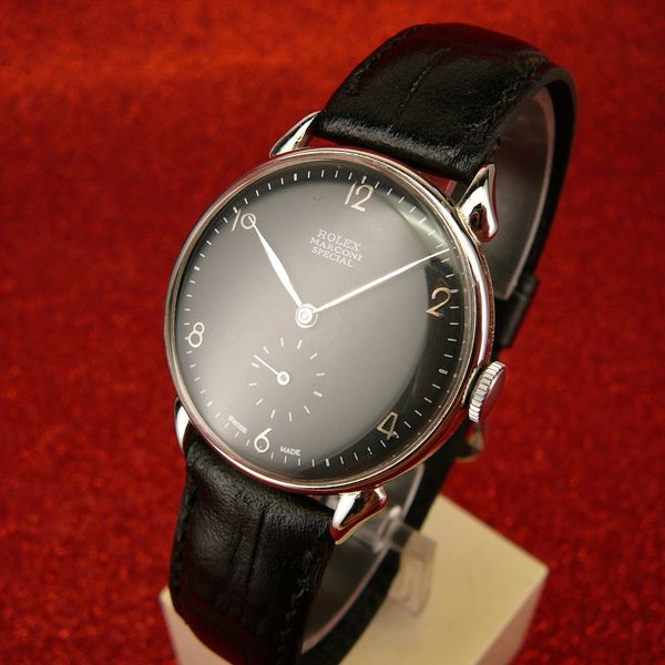RARE " ROLEX " MARCONI SPECIAL, with FANCY LUGS & BLACK DIAL FROM 40s ...