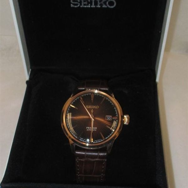 SEIKO PRESAGE AUTOMATIC COCKTAIL WATCH SRPB46 MENS 40mm ROSE BROWN w ...