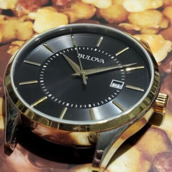 Bulova Men's Two-Tone Classic Black Dial Stainless Steel 40mm Watch 98B237 | WatchCharts Marketplace