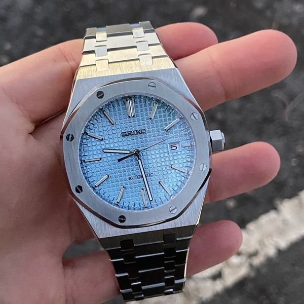 Mens blue dial seiko mod | WatchCharts Marketplace