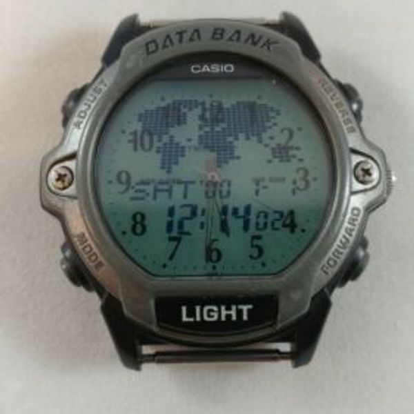 RARE VINTAGE CASIO DATABANK TWINCEPT ABX-23 ANALOG DIGITAL WORLD TIME ...
