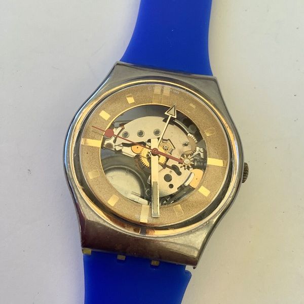 VINTAGE SWATCH SKELETON WATCH GX102 GOLDEN SPHERE 1988,WORKING ...