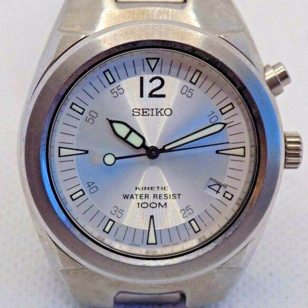 SEIKO SKA035 '5M62-0A90' Kinetic Auto Quartz Watch Water Resistant 100M ...