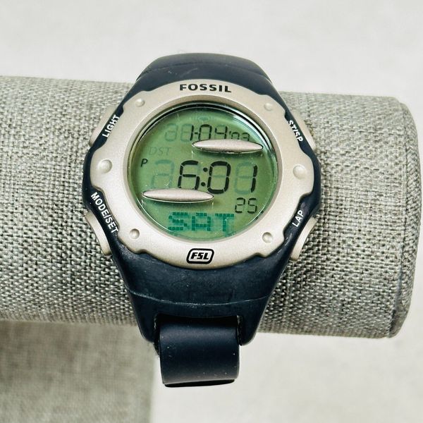 Fossil Watch Sport Fitness 44mm Black Digital DQ-1108 100 Meters New ...