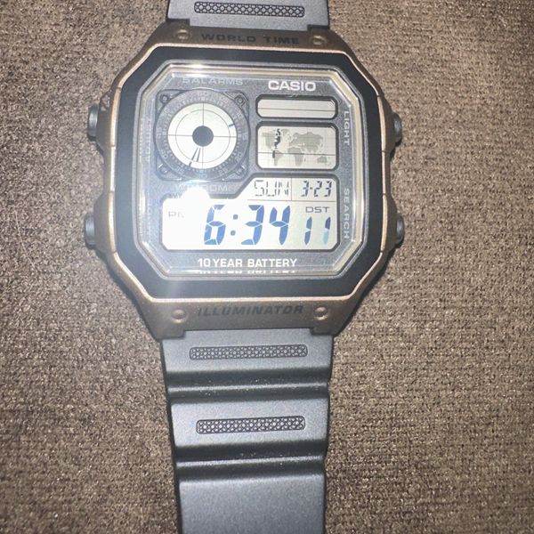 Casio AE-1200WH World Time Wristwatch Black 5 Alarm 10BAR WORKING ...