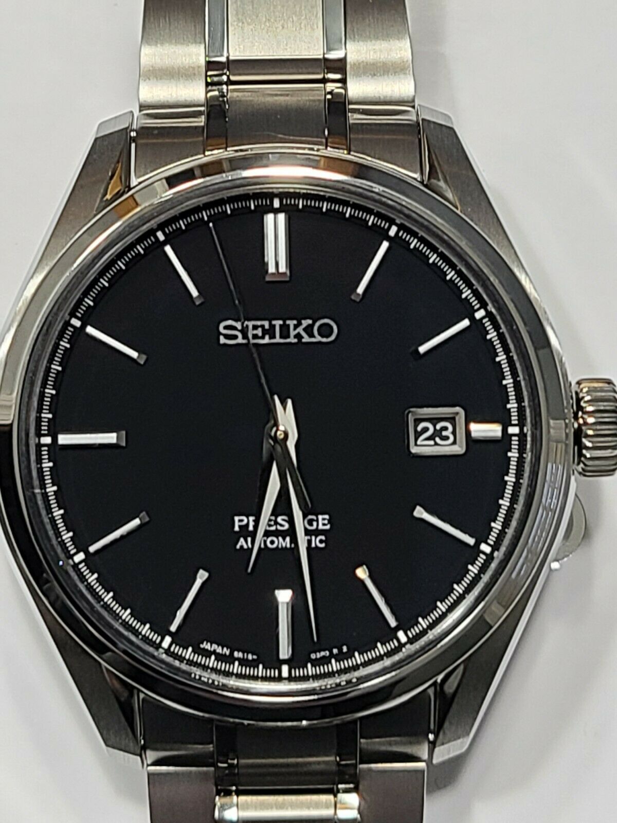 SEIKO PRESAGE AUTOMATIC BLACK TITANIUM DRESS WATCH SAPPHIRE CRYSTAL ...