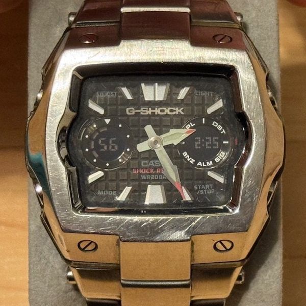 FS: Casio G-Shock G-011D-1A Cube Black Waffle Dial Steel Analog Digital ...