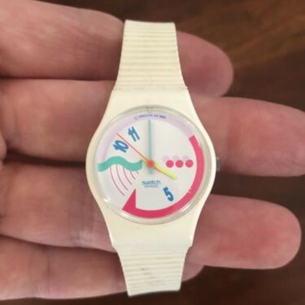 Vintage 80s White Swatch Watch Geometric | WatchCharts Marketplace
