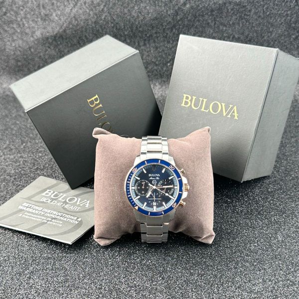 Bulova Marine Star Blue Dial Chronograph Quartz Men's Watch 98B301 ...