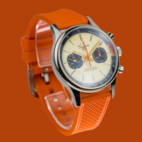 Sugess Watch Orange Lightning Chrono V2 Racing Seagull 1963 Swan Neck ...