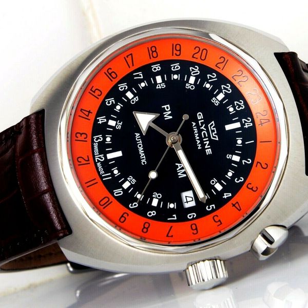 Glycine Airman 'Pumpkin' SST-12 Purist 24 Hour Automatic Watch GL0146 ...