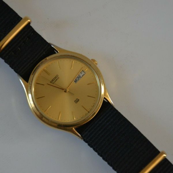 Vintage Seiko SQ gold tone Men's Watch Quartz with 18mm Black Nato Strap Band | WatchCharts ...