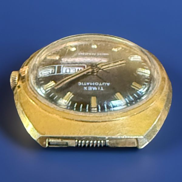 Vintage Mens 1973 TIMEX Automatic Wrist Watch Day Date Gold ...