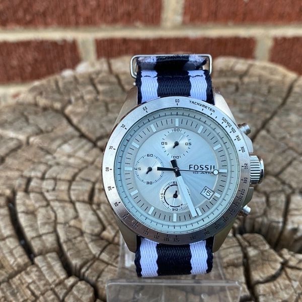 Men's Chunky Stainless Fossil Tachymeter 42mm Watch CH-2612 Works Nice ...