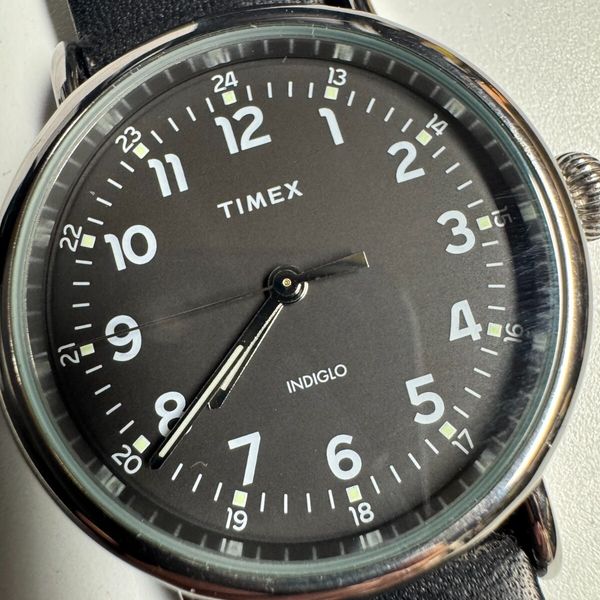 Timex Weekender 40MM Black Dial Big Crown Indiglo TW2T20200 Runs Good ...