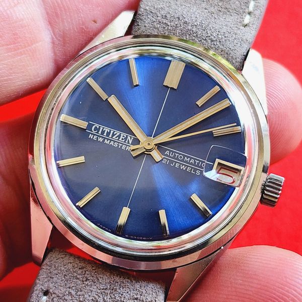 Citizen Automatic New Master Watch Rare Cross Hair Blue Dial Vintage 62 ...