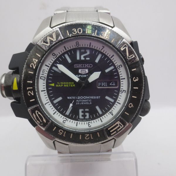 SEIKO MAP METER 7S36-02K0 DAYDATE STAINLESS STEEL AUTOMATIC MEN DIVER ...