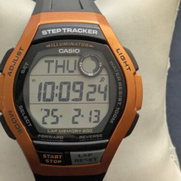 Casio Watch Menâ s Step Tracker Quartz Sport with Resin Strap Black ...