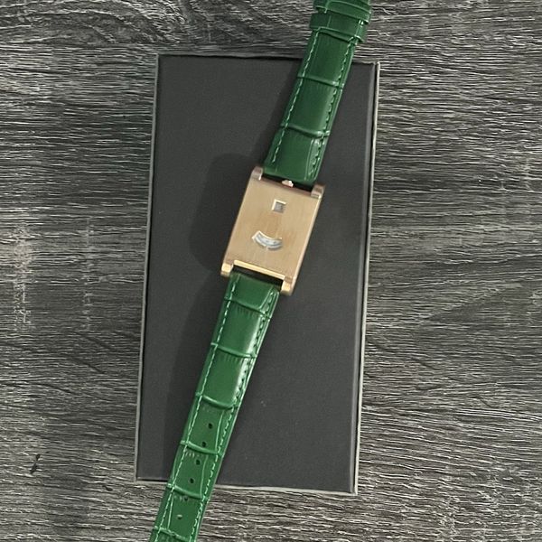 Quartz Cartier Tank a Guichet Homage Wrist Watch Green Strap ...
