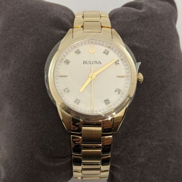 Bulova 97P161 Diamond Accented Yellow Gold Toned Stainless Steel ...