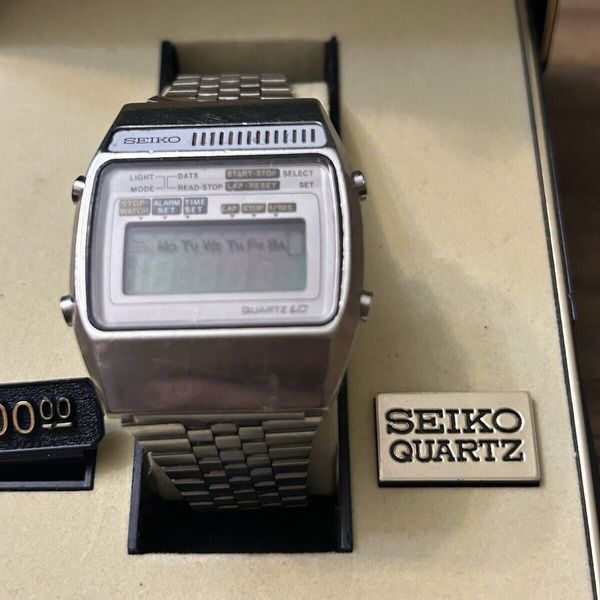 Vintage 1970s SEIKO A159-5009-G Digital LCD Watch Chrono Alarm W/ Case ...